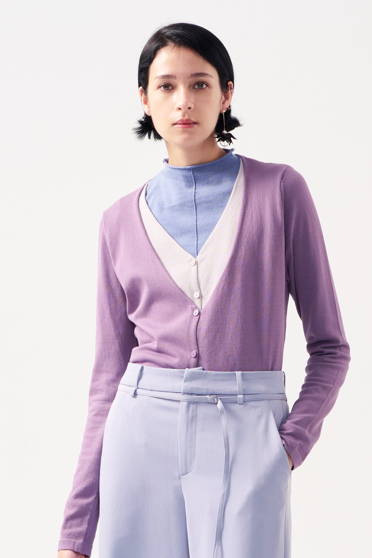 假兩件V領針織毛衣外套 | JZNANA時尚購物集合