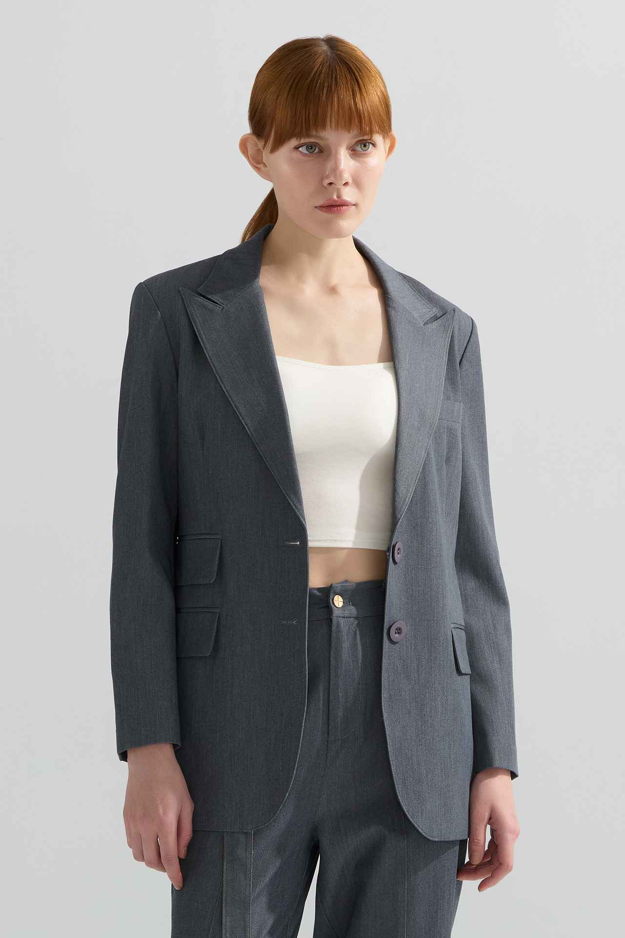 縫線撞色腰帶西裝外套 | JZNANA時尚購物集合